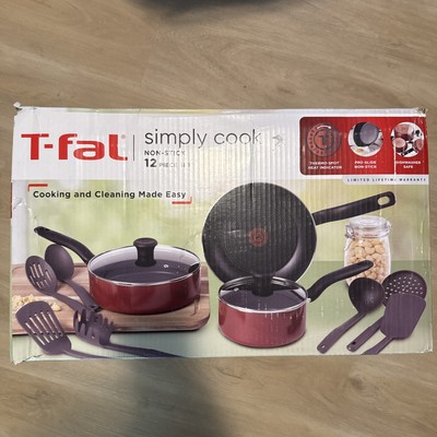 T-Fal 12pc Nonstick Aluminum Cookware Set Red | eBay