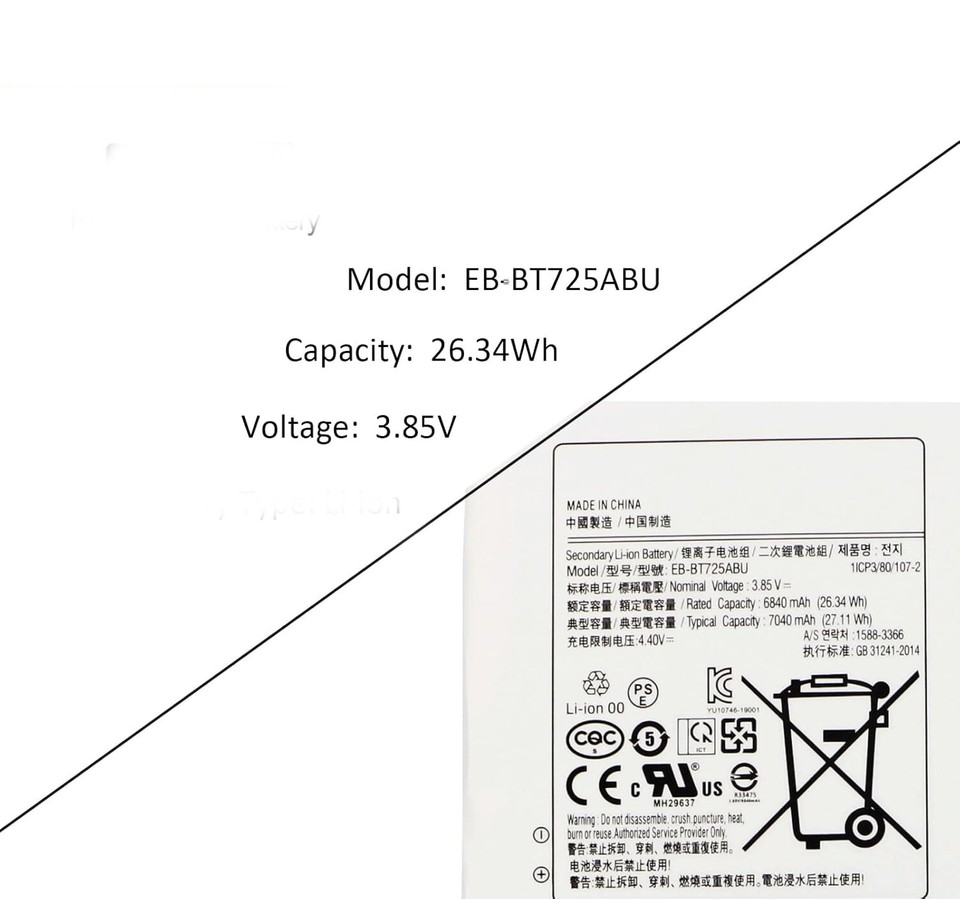 Battery for Samsung Tab S5e 10.5 2019 SM-T720 SM-T725 T725c T727a ...
