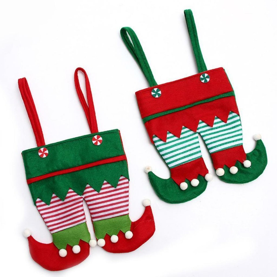 Stripe Bag Elf Spirit Pants Handbags Storage Treat Pocket Red | eBay UK