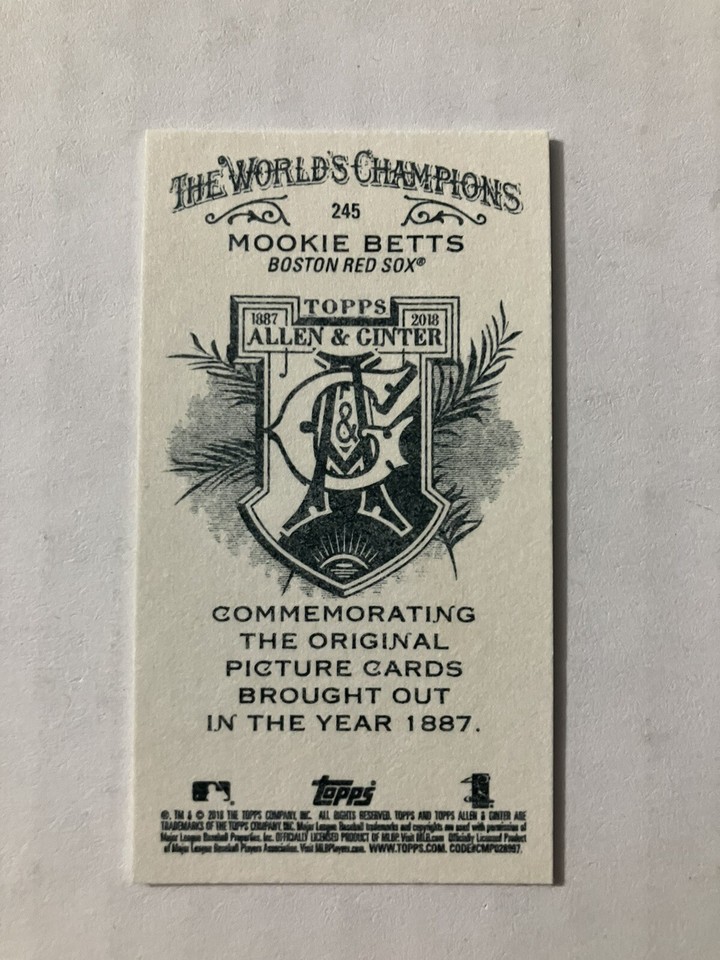 2018 Topps Allen and Ginter Mini A and G Back #245 Mookie Betts Boston ...