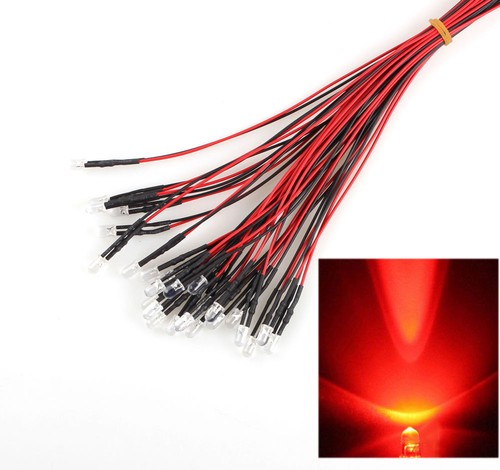 5mm DC 12V Red 620nm LED Pre Wired Wired LED Lamp Light Led Bulbs ...