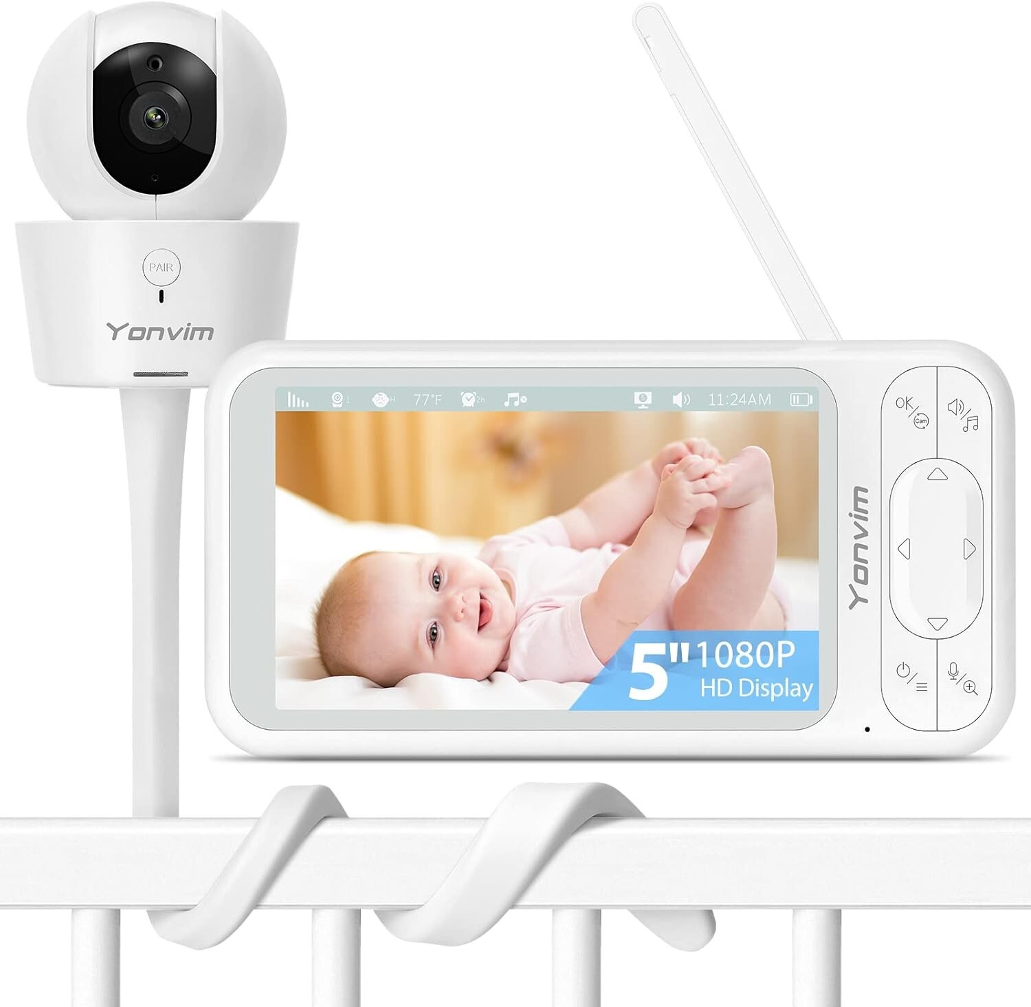 🔥Yonvim Baby Monitor 5" 1080P HD Video Baby Monitor w/ Camera/Audio ...