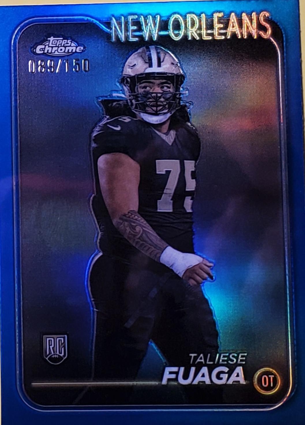 2024 Topps Chrome - Rookies Taliese Fuaga #296 Blue Refractor /150 (RC ...