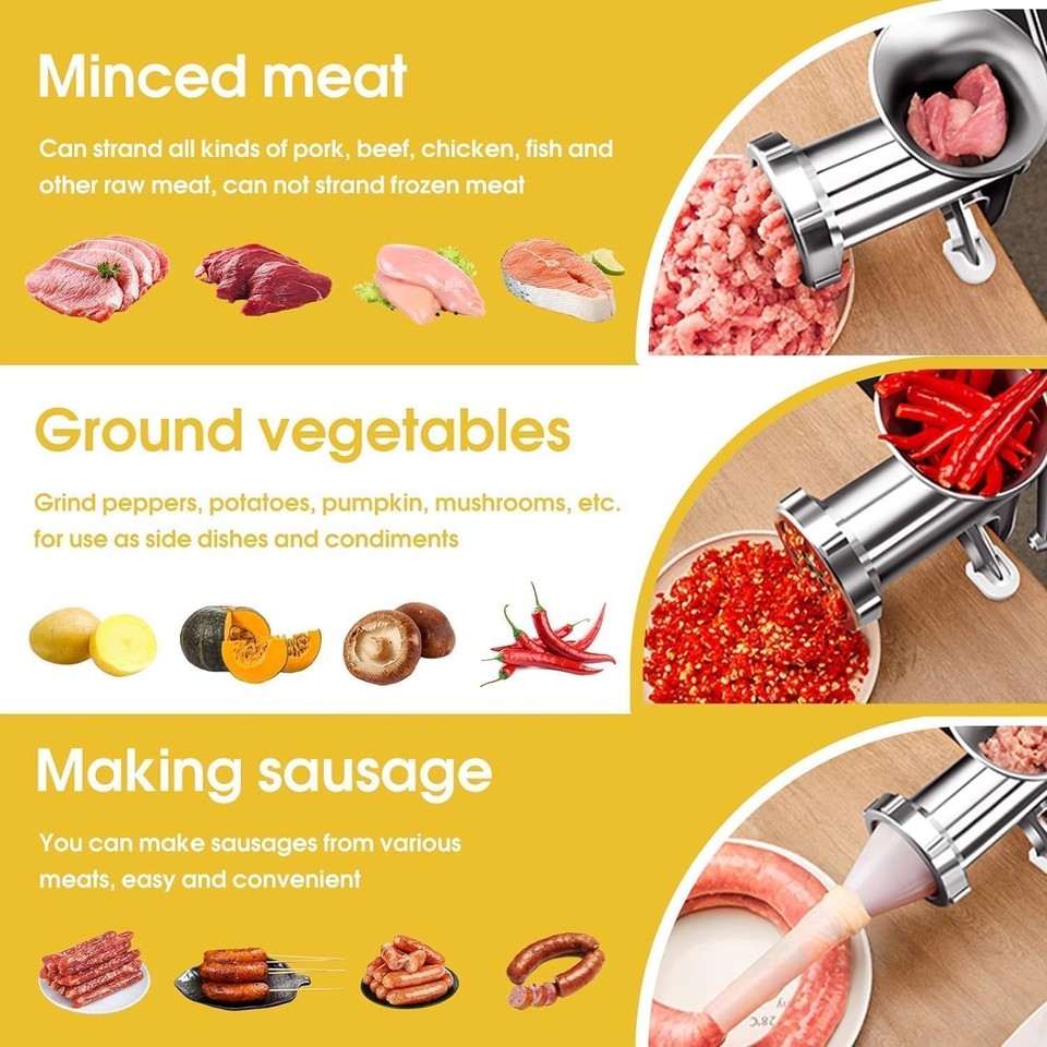 Heavy Classic Hand Operated Meat Grinder Rustproof Cast Iron Mincer for ...