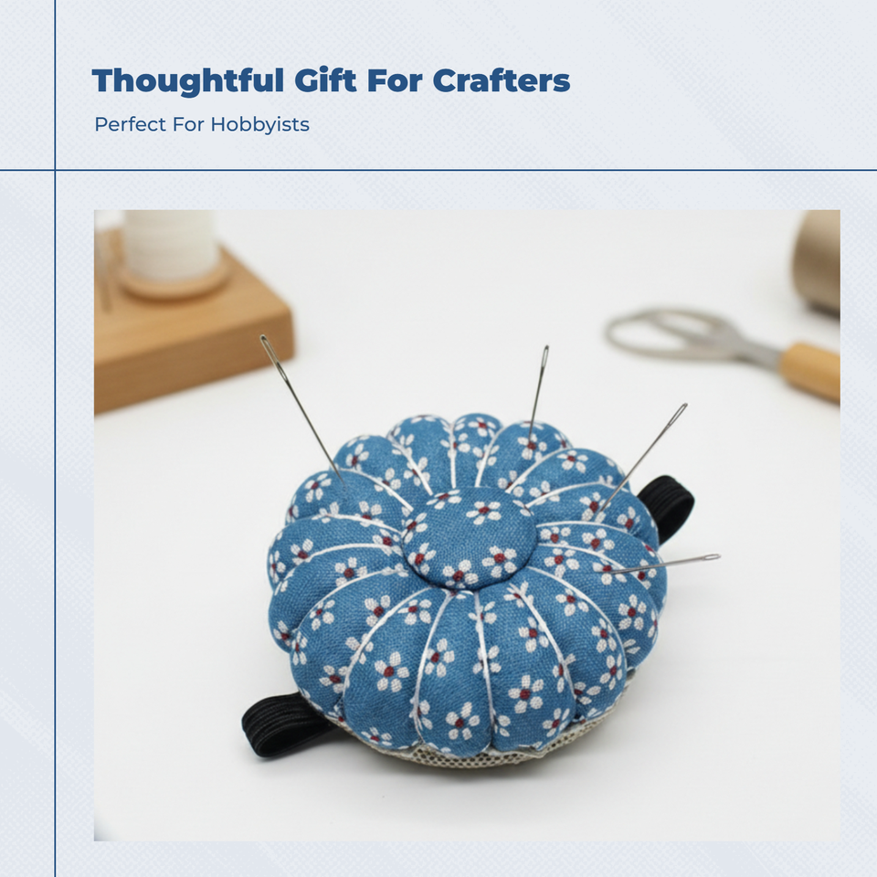 Wrist Pincushion Magnetic Center Pin Cushion Blue Color for quilting ...