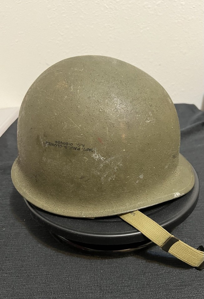 WWII WW2 Fixed Bail M1 Helmet Shell belonged to Utah Artist, Paul S ...