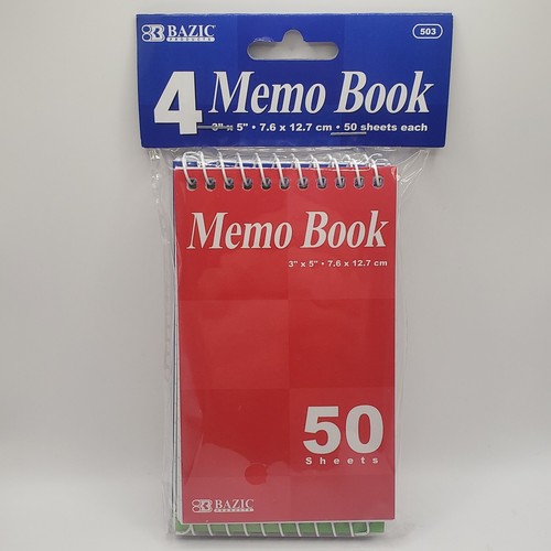 Memo Book BAZIC 50 Sheets 3" X 5" Top Bound Spiral Memo Books, Pack of ...