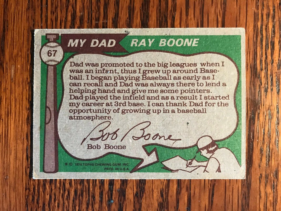 1976 Topps #67 Father and Son Baseball Card Ray Boone Bob Boone Raw Big ...