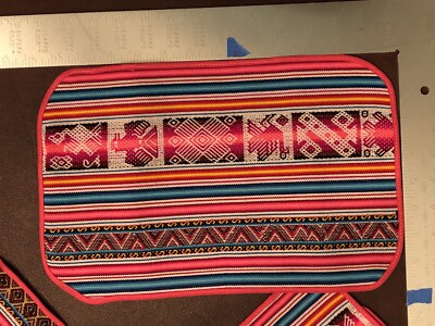 Bolivian Table Runner with Napkin holder and Coasters - Pink | eBay