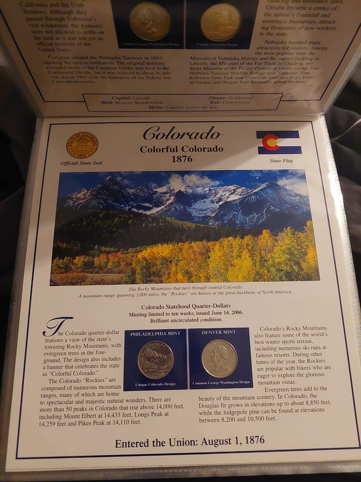 Statehood Quarters Collection, Complete Vol 1 & 2, Postal Commemorative ...
