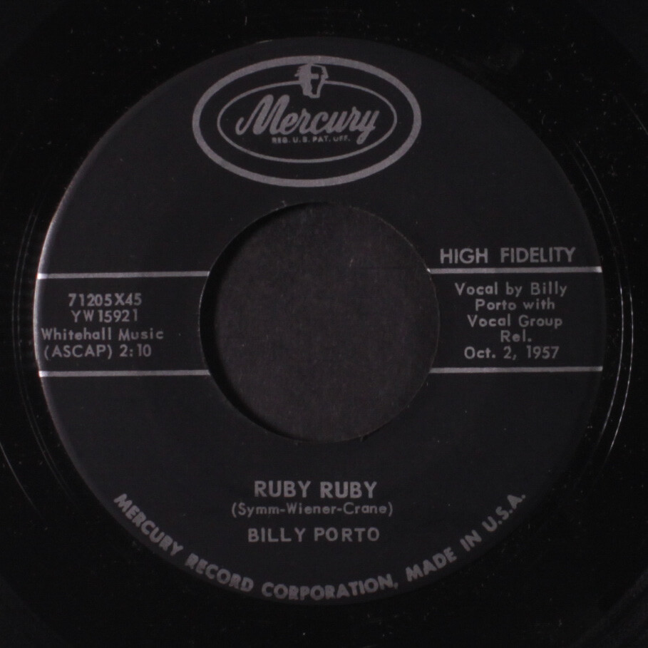BILLY PORTO & GROUP: ruby ruby / foolish dreams MERCURY 7" Single 45 RPM | eBay