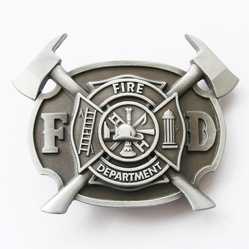 NEW SILVER FIRE FIGHTER BLACK BELT BUCKLE WITH AXES | eBay