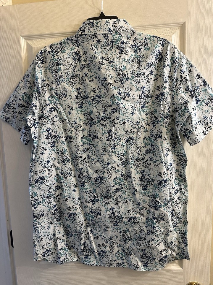 Perry Ellis Mens Blue Abstract Short Sleeve Shirt XLT | eBay