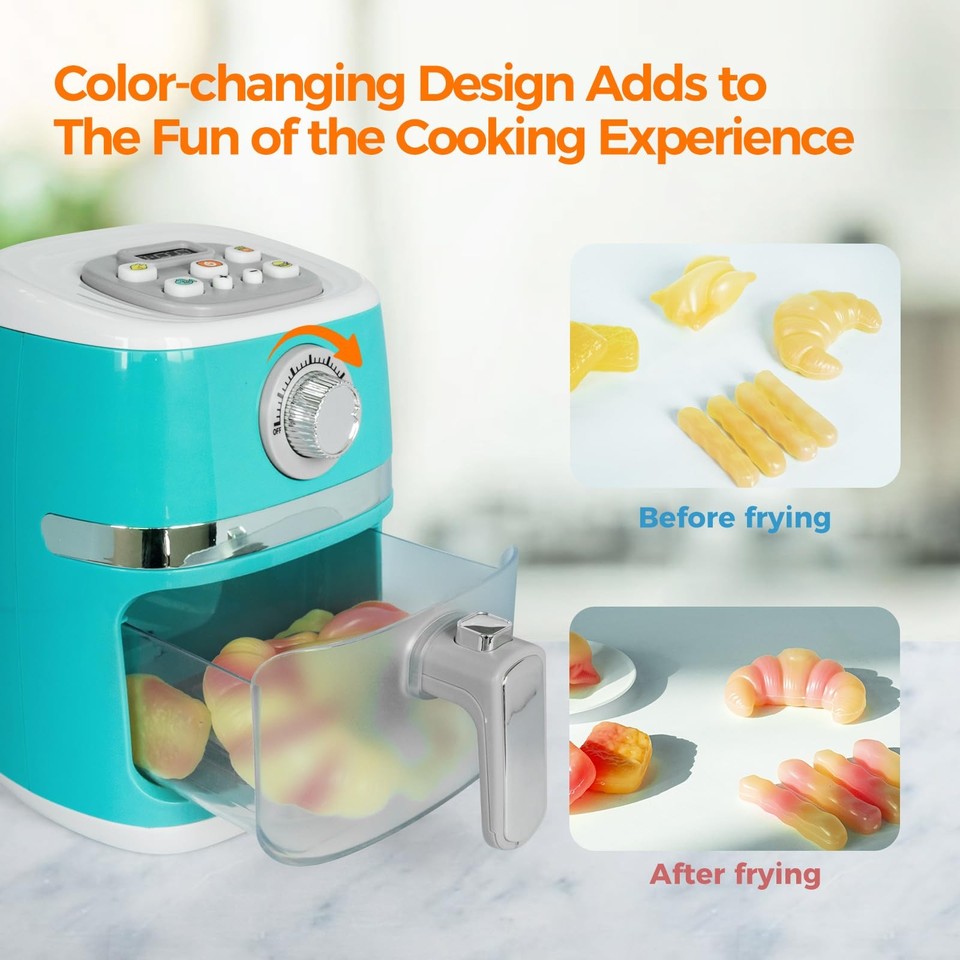 Play Kitchen Pretend Toy Appliances Set with Toy Air Fryer for Kids ...