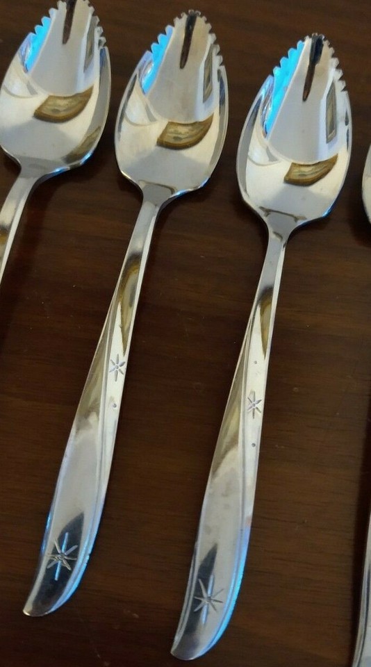 4 Oneida Community Stainless Steel Twin Star Atomic Grapefruit Spoons ...