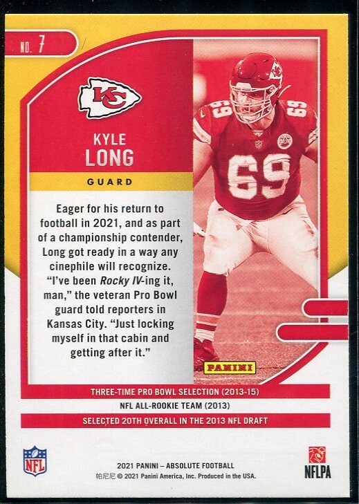 2020 Panini Absolute Kyle Long #7 Kansas City Chiefs | eBay