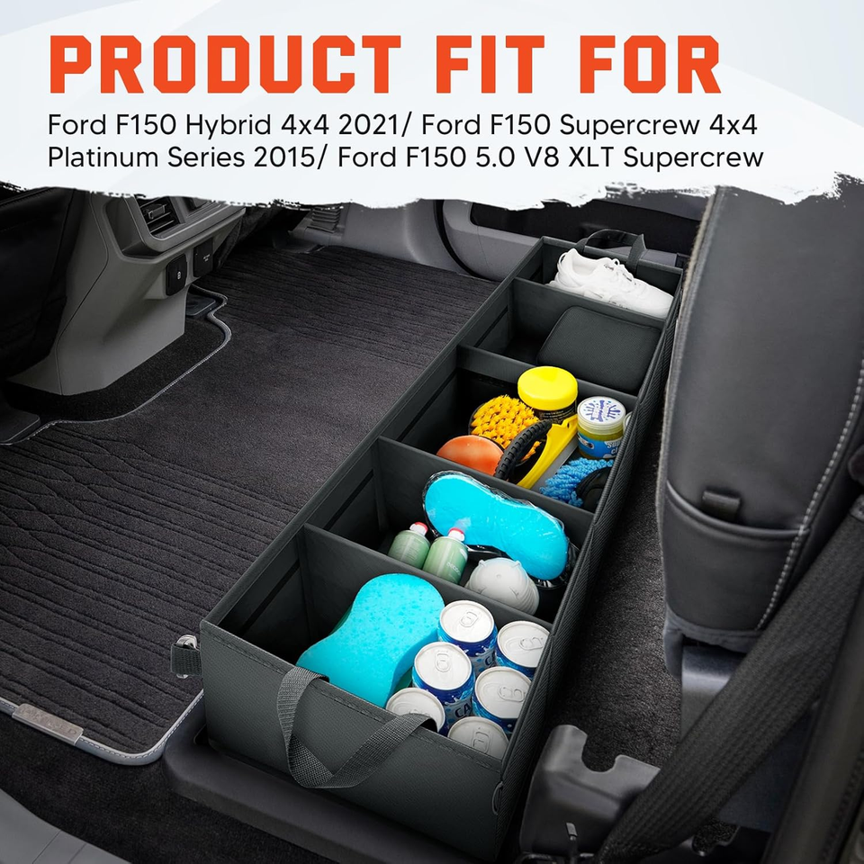 Ford F150 Under Seat Storage Box 2015-2025 - 3 Dividers, Durable Fabric ...