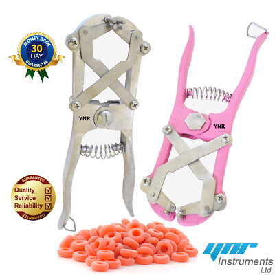 YNR Elastrator Castrating Pliers Rubber Ring Applicator Large Silver ...