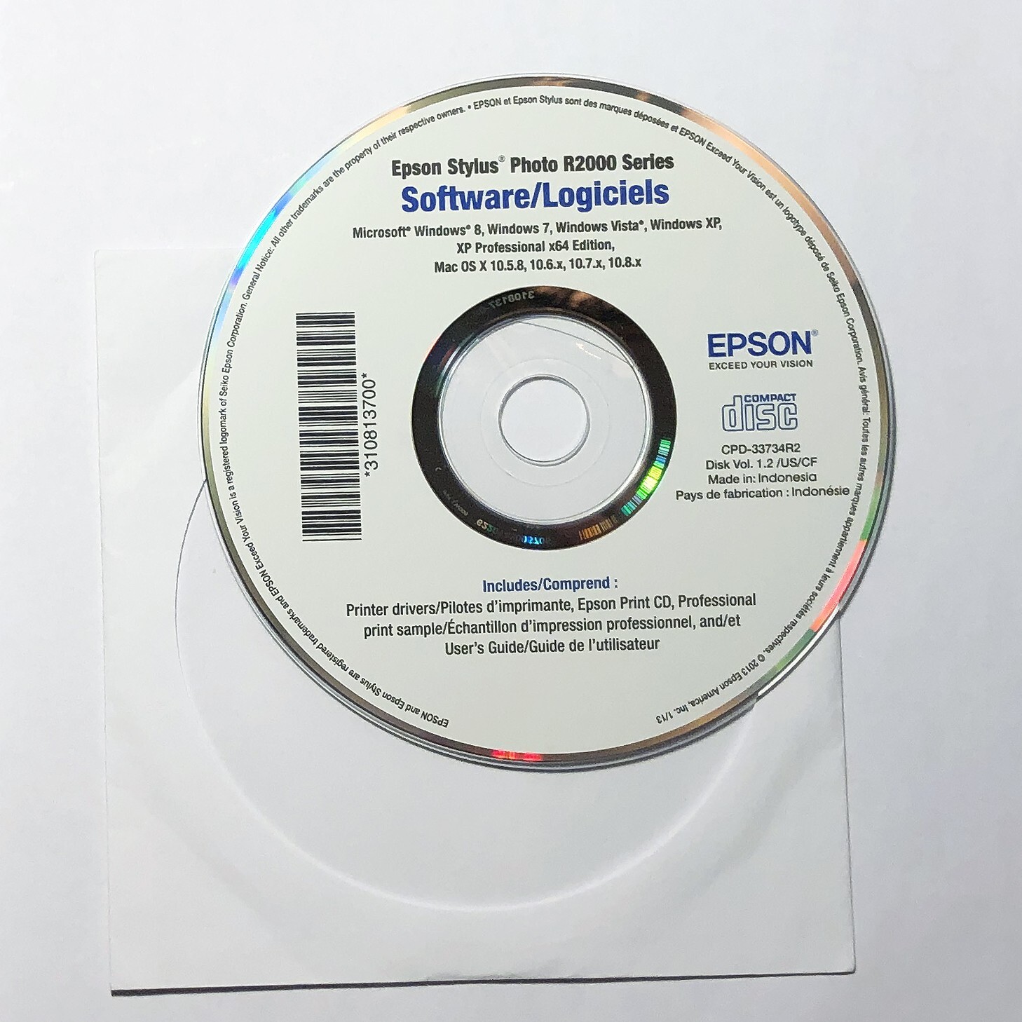 Epson R2000 Printer Software Disc CD v1.2 Manual Drivers Utility ...