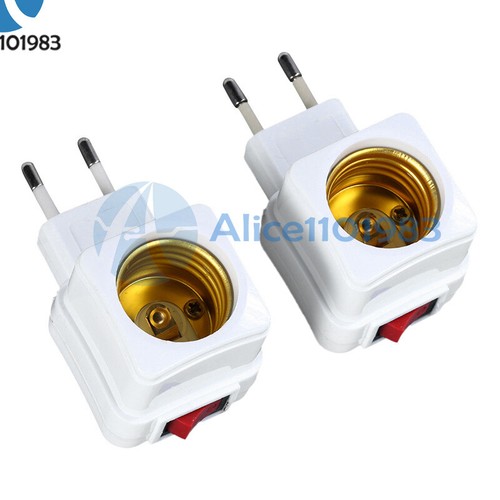 1-10pcs 220V E27 LED Light Bulb Socket Base Holder EU Adapter ON/OFF ...