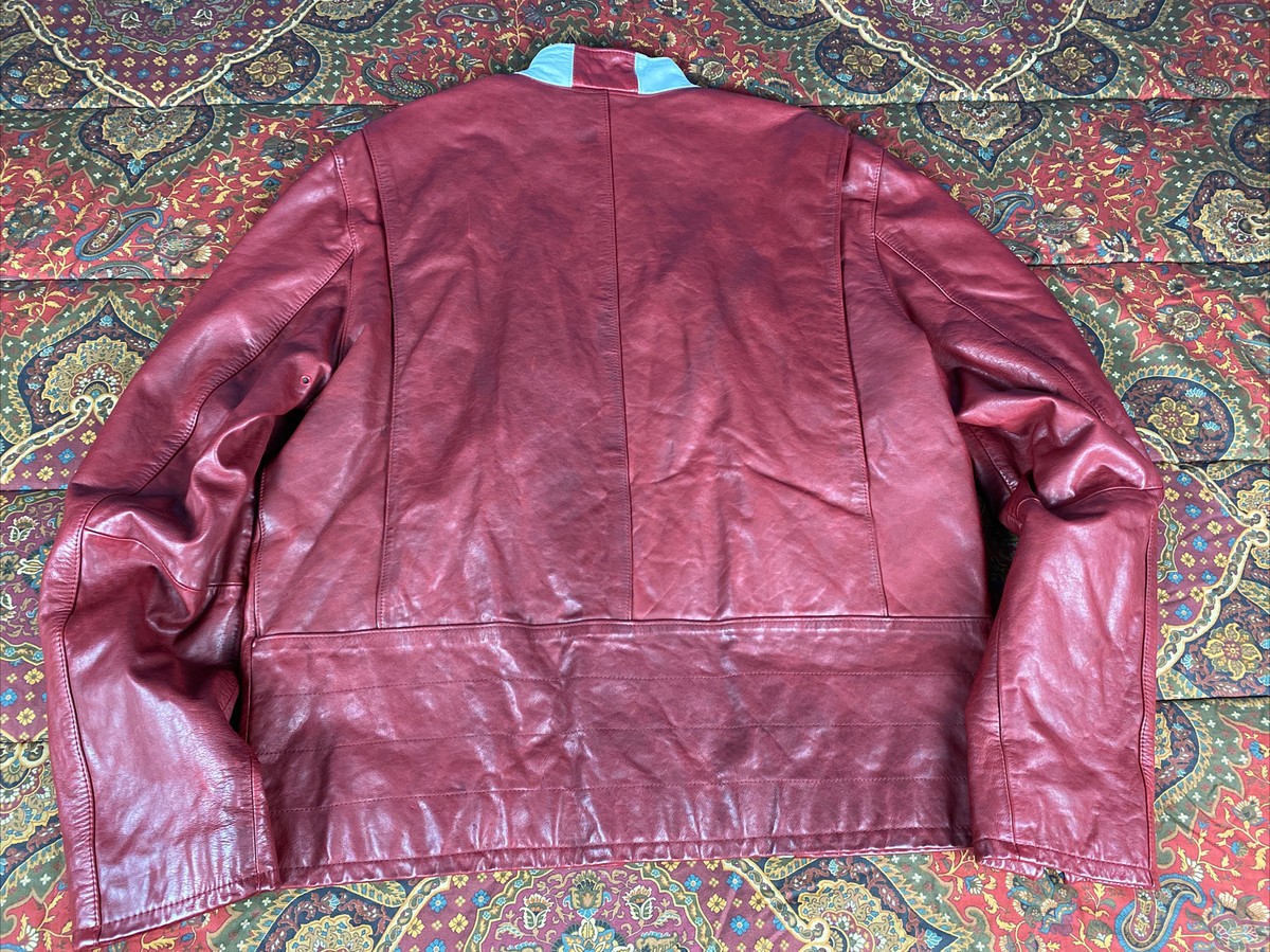 GAP PRODUCT RED LEATHER CAFE RACER Vintage Motorcycle Jacket GAP PRODUCT RED LEATHER CAFE RACER Vintage Motorcycle Jacket