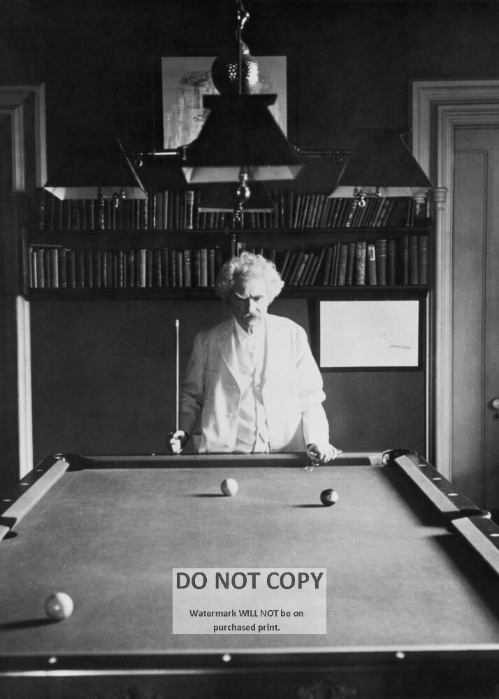 *5X7* PHOTO - MARK TWAIN PLAYING POOL SAMUEL CLEMENS WRITER BILLIARDS ...