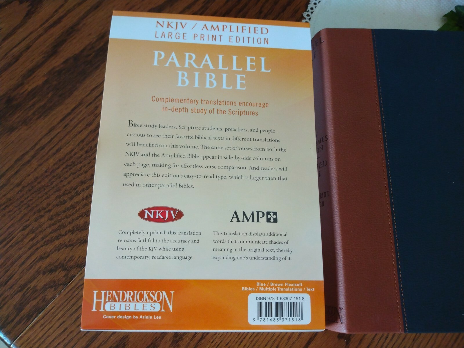 NKJV & Classic Amplified LARGE PRINT 1987 AMPC Parallel Bible Brown/Blu ...
