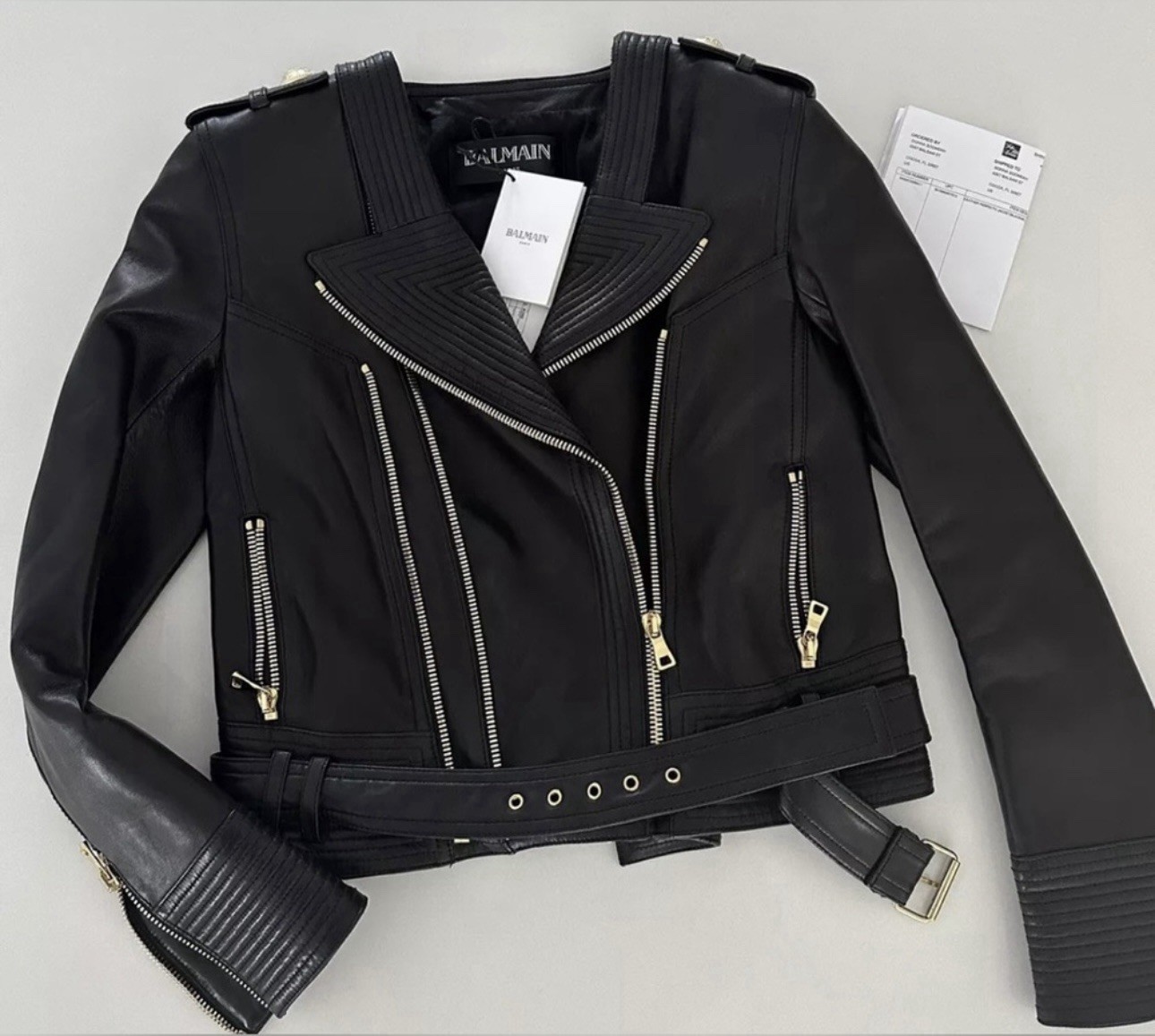 Stunning Iconic Authentic Balmain Leather Biker Moto Zip Jacket NWT ...