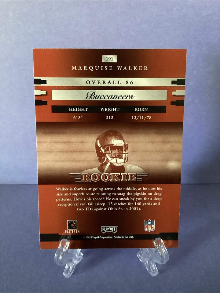 2002 Playoff Prestige #191 Marquise Walker RC Michigan Wolverines TB ...