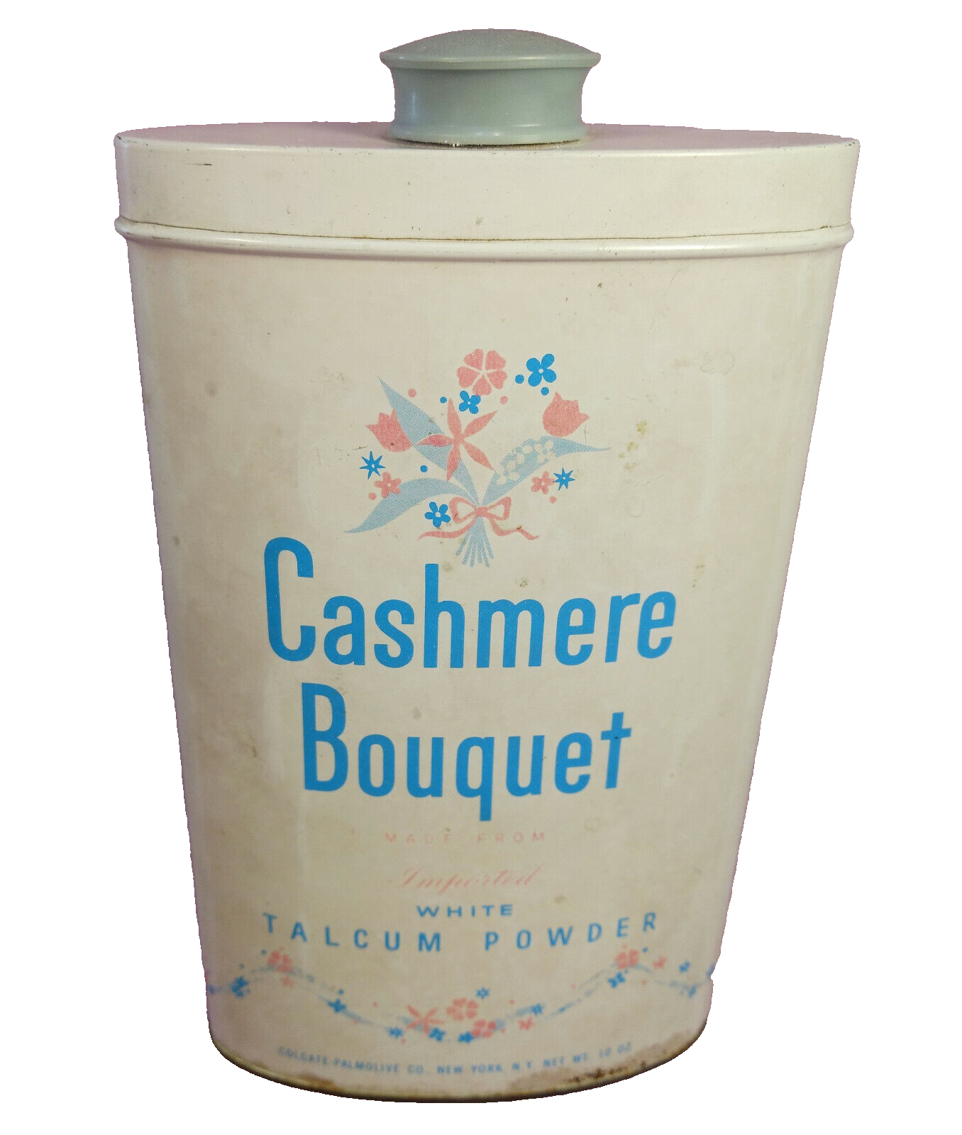 Cashmere Bouquet Talcum Powder Vintage Tin Colgate Palmolive White Blue ...