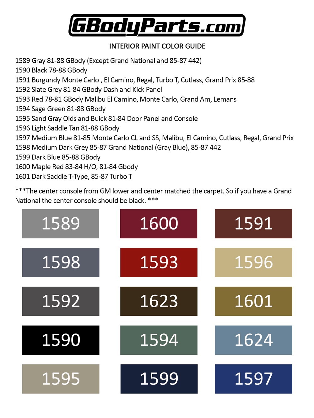 1978-88 NEW GM Interior A Pillar Moldings Painted GM # 20006142 RH ...