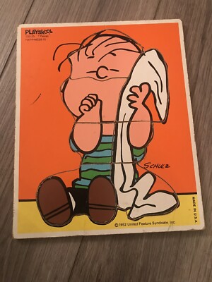 PLAYSKOOL 6 Piece Wooden Tray Puzzle LINUS "Sigh" #230-08 | eBay