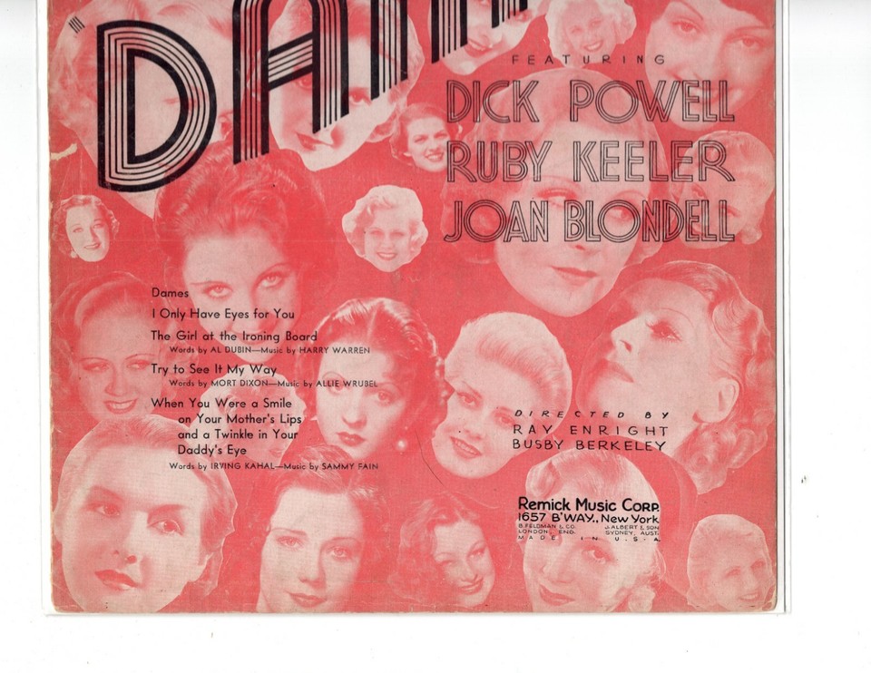 DAMES -SHEET MUSIC-MOVIE "DAMES" DICK POWELL - RUBY KEELER - JOAN ...
