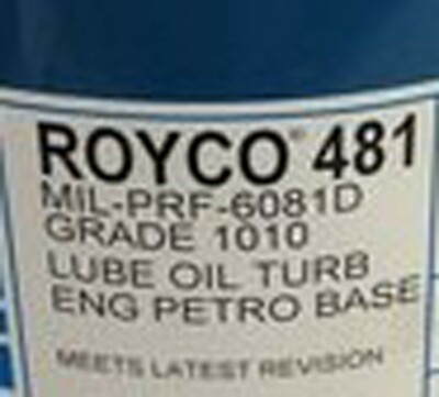 ROYCO481 MIL – PRF – 6081 GRADE 1010 Mineral Gas Turbine Engine Oil ...