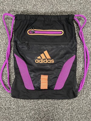 Adidas Drawstring Backpack Sack Black Purple Orange Color Wave Two ...