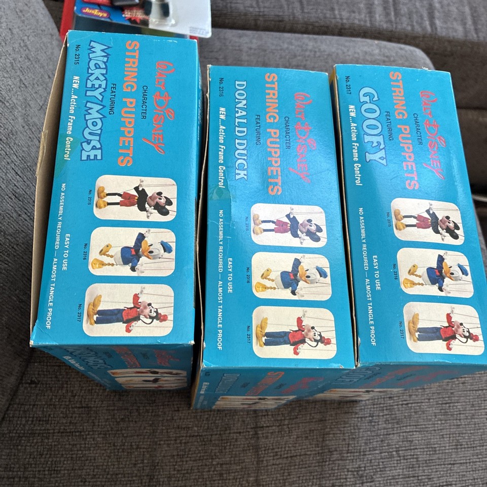 3 X Goofy, Mickey Mouse, Donald Duck Plastic String Puppet Walt Disney ...