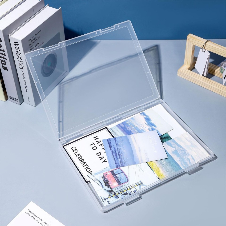 2 Pack Clear A4 Paper Storage Box with Latches Portable Project Case | eBay