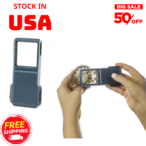 3x Pocket Acrylic Lens Magnifier with Built-in LED Light Gray NEW | eBay