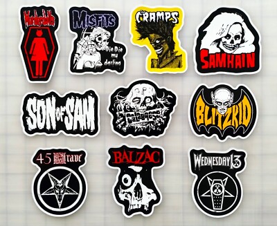 Horror Punk Vinyl Sticker Lot (10 Stickers) SET 4 hardcore goth gothic ...