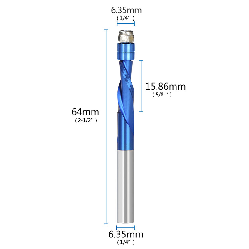 Flush Trim Solid Carbide Spiral Router Bit Up Cut Down Cut 1/4" 1/2 ...
