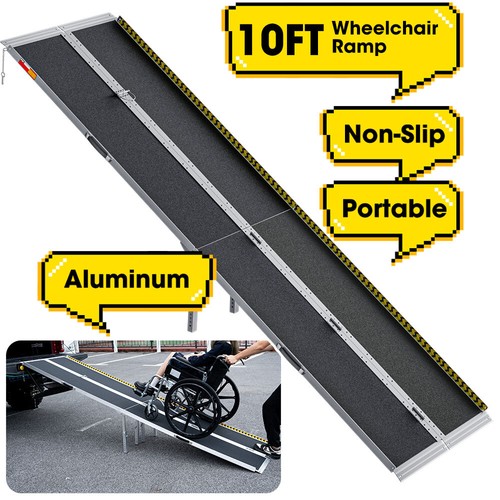10FT Aluminum Multi-Folding Wheelchair Ramp Briefcase Style Portable ...