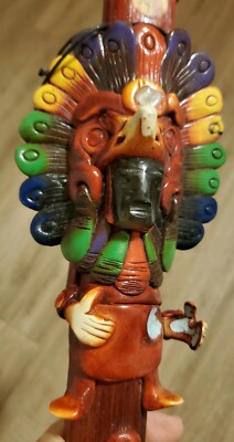 Mexican Aztec Warrior Deity Obsidian Sacrifical Axe & Knife Rainstick ...