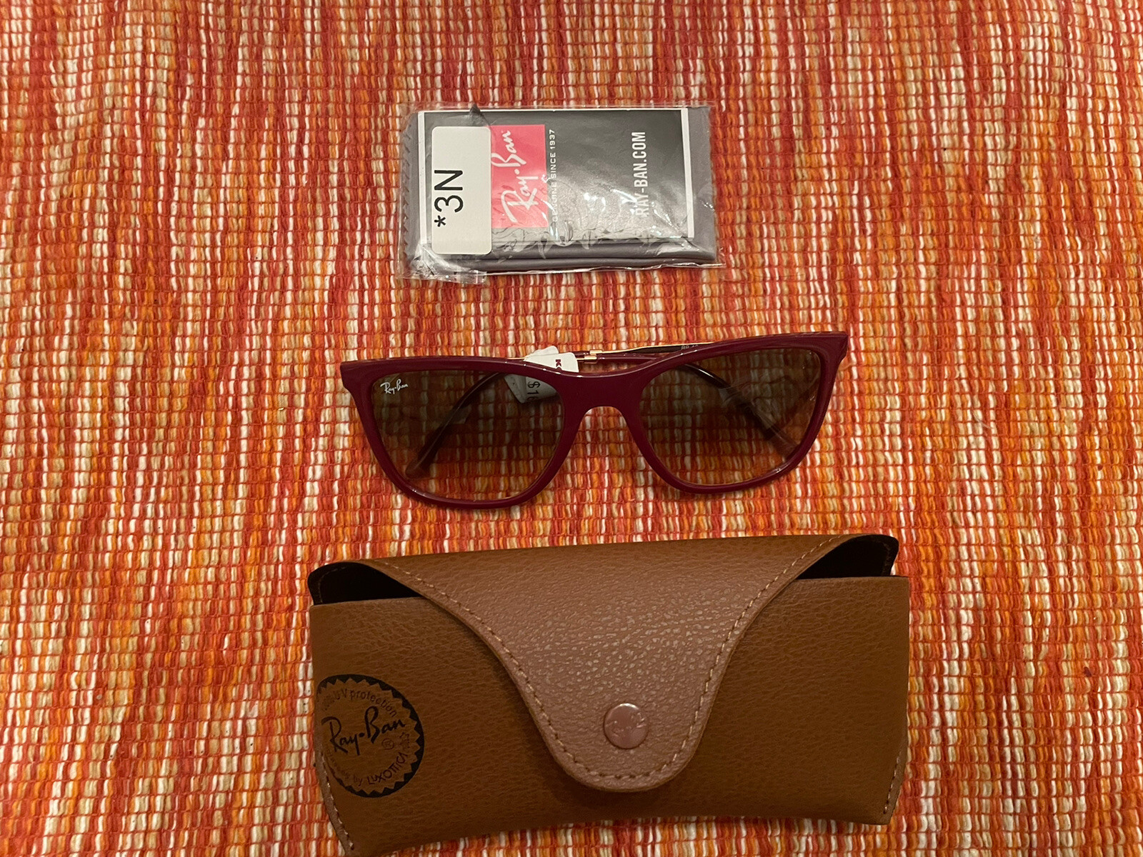 RAY-BAN RB 4344 6534/32 RED GRADIENT AUTHENTIC FRAME SUNGLASSES - BROWN ...