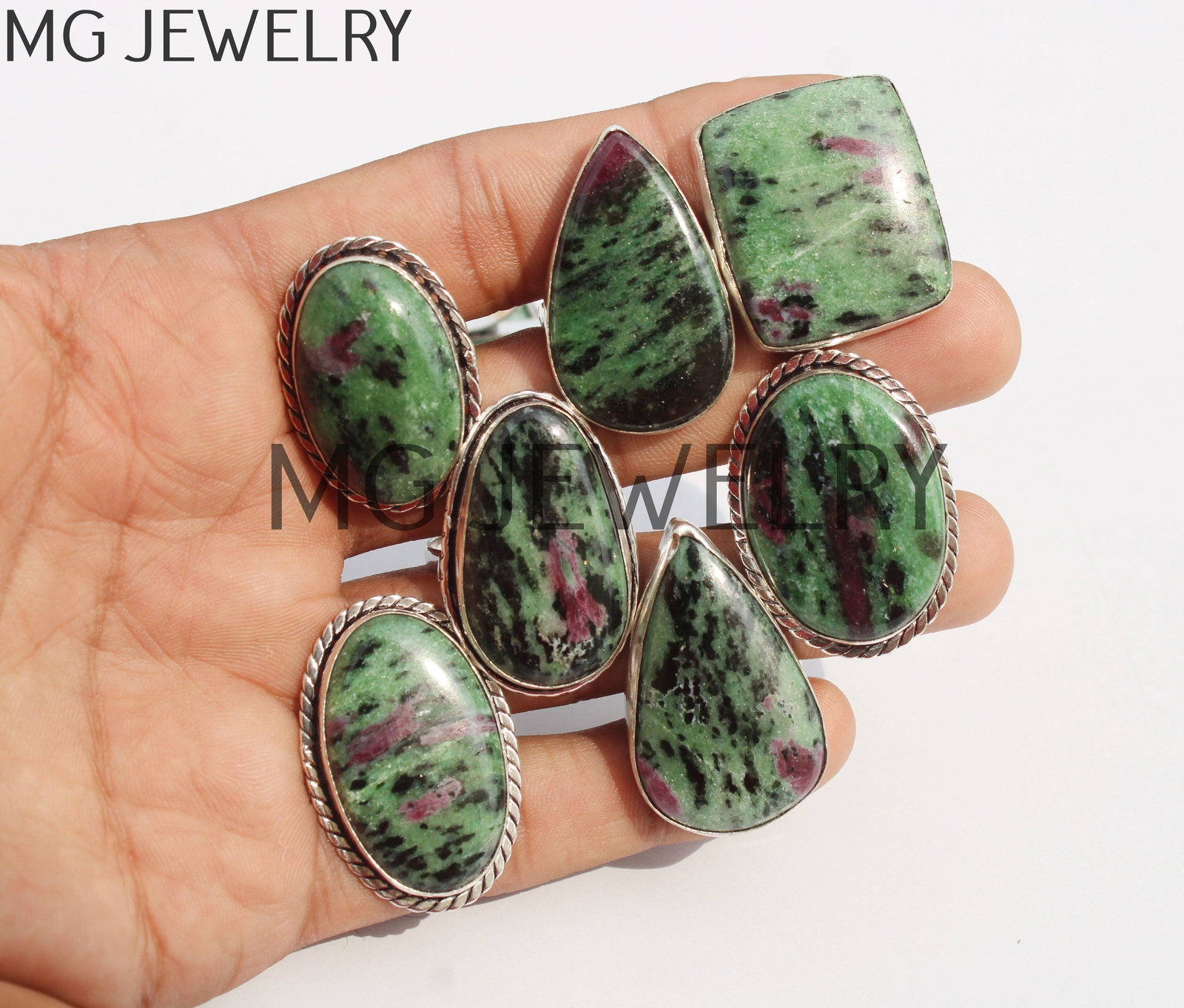 1 Pcs Lot Natural Ruby Zoisite Gemstone 925 Silver Plated Rings MFB776 ...