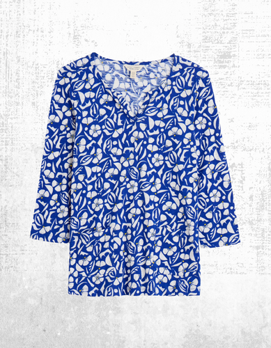 Ex Seasalt Women’s 3/4 Sleeve Cotton Jersey Top in Marine Blue Gypso ...