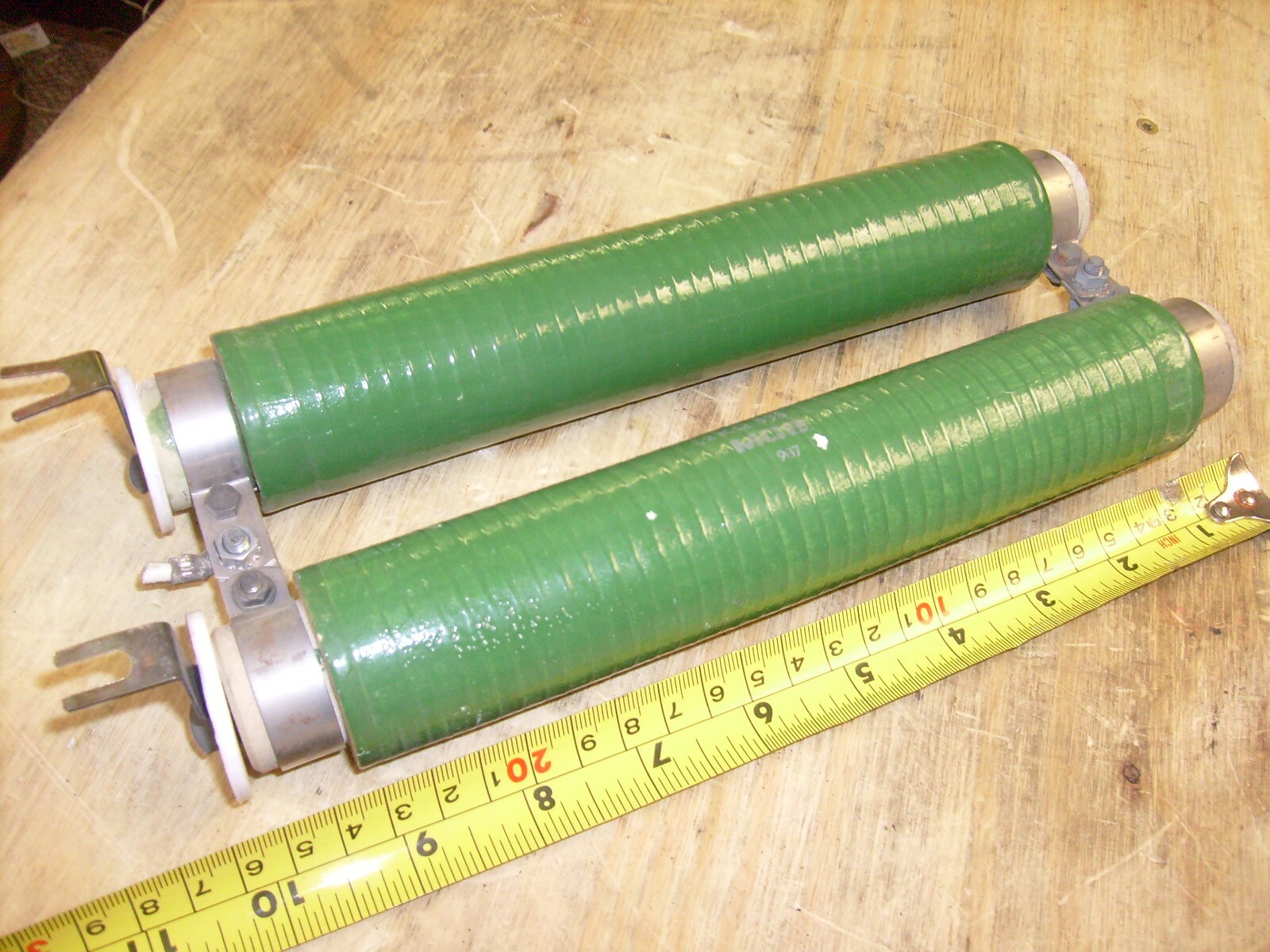 2 Large 10 inch Green Ceramic Enamel Resistors MCB 1.2Kohm 5% from Lab ...