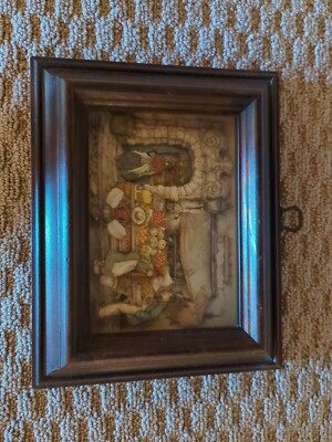 Vintage 1966 3D Anton Pieck Shadow Box Paper Cut Artwork Village Market ...