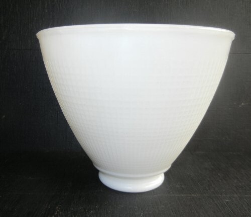 6" VINTAGE WHITE GLASS TORCHIERE LAMP SHADE WAFFLE PATTERN UNBRANDED 2 ...