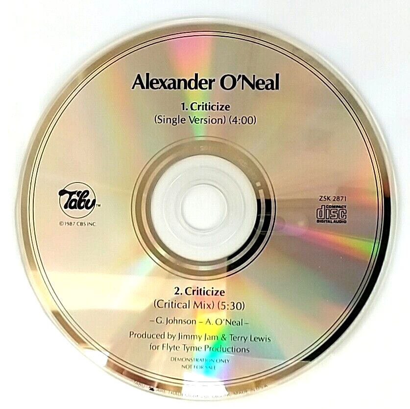 (CD) Alexander O'Neal ‎– Criticize, Promo, ZSK 2871, Single, 2 Tracks ...