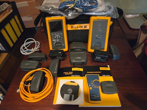 Fluke Networks DSP-4000 Cable Analyzer Cat5e and Fluke DSP-FTA410 Fiber ...